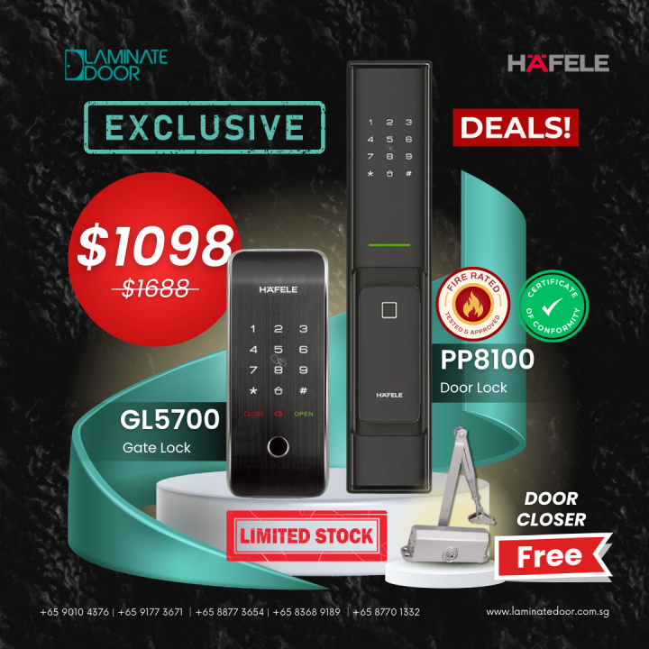 Hafele GL5700 Gate Lock & Hafele PP 8100 Fire Rated Digital Door Lock ...