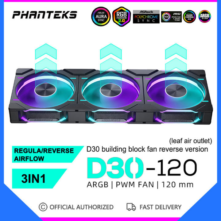 Phanteks D30-120 ARGB Case Fan 120mm CPU Cooling Fan Regula or Reverse ...