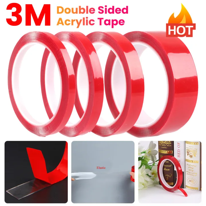 8/10/15/30mm Double Sided Adhesive Tape Acrylic Transparent No Traces ...