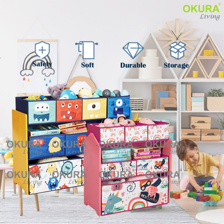 OKURA 3 Tier Children SUPPER Girl / MONSTER Cartoon Toy Storage Rack Organizer Shelf Multi-layer ...