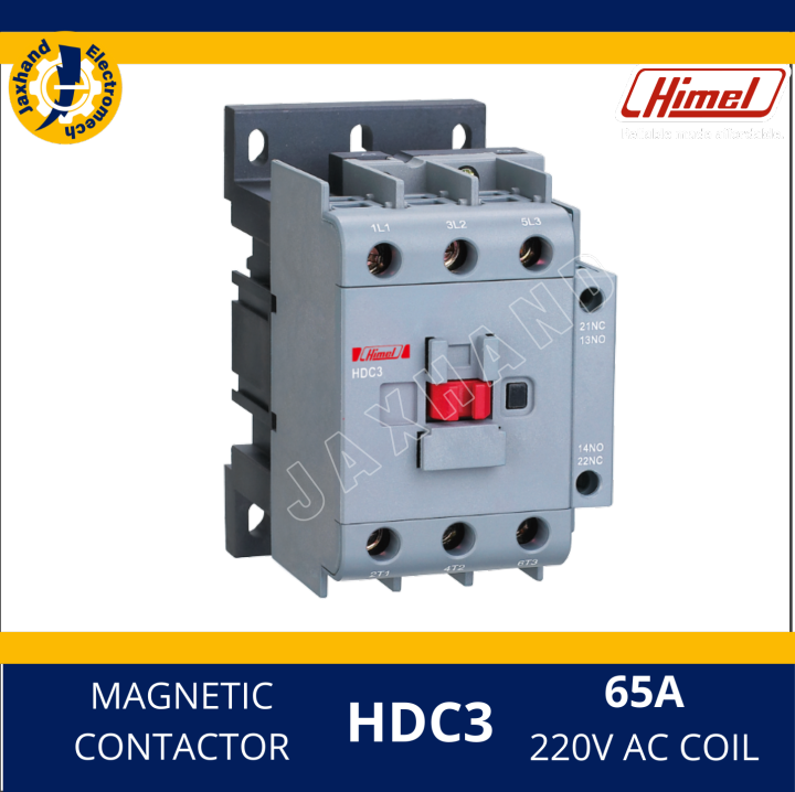 Himel Magnetic Contactor HDC3, 65Amps, 30kW, 220VAC Coil, 1NO+1NC, (AC-3 = 380/440V) | Lazada PH