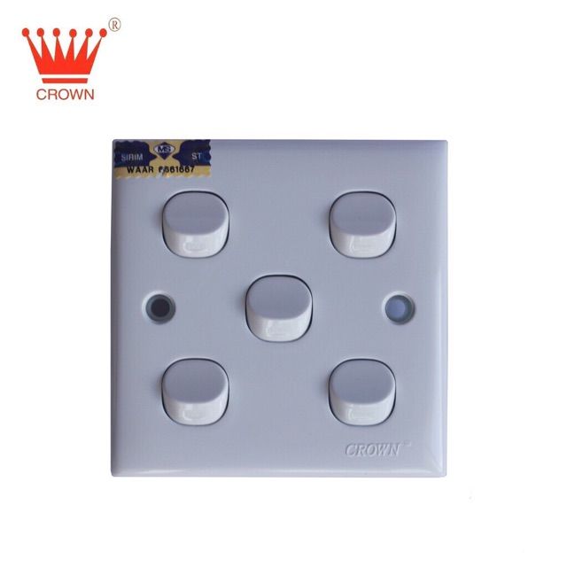 CROWN-CA SERIES-FLUSH SWITCH 5 GANG 1 WAY FLUSH SWITCH | Lazada