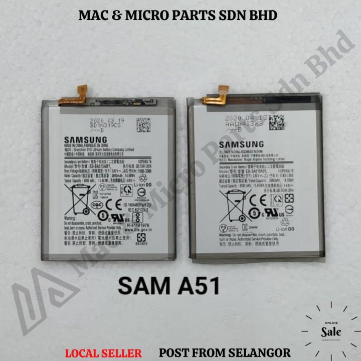 Samsung Galaxy A51 / A515 BATTERY Model EB-BA515ABY (4000mAh) | Lazada