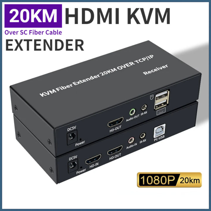 20Km HDMI Fiber IP KVM Extender Transceiver over SC Fiber Optical Cable ...