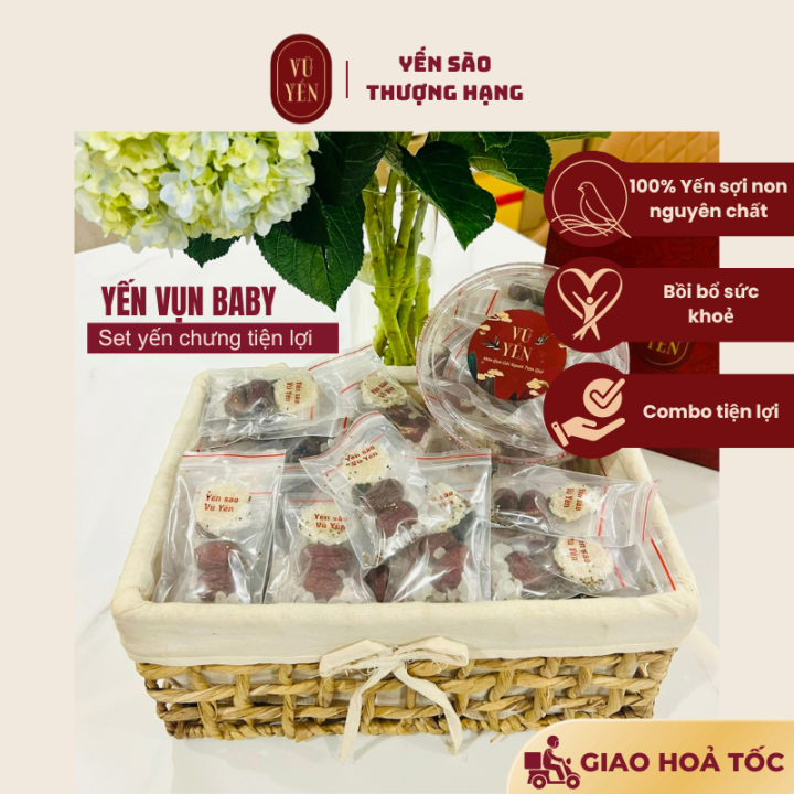 Combo 5 set yến sào baby nguyên chất - yến viên vụn baby sạch lông dùng ...
