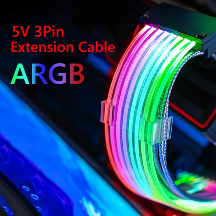 PC Case PSU Extension ARGB Cable ATX PCI-E GPU Neon Color Line ARGB ...