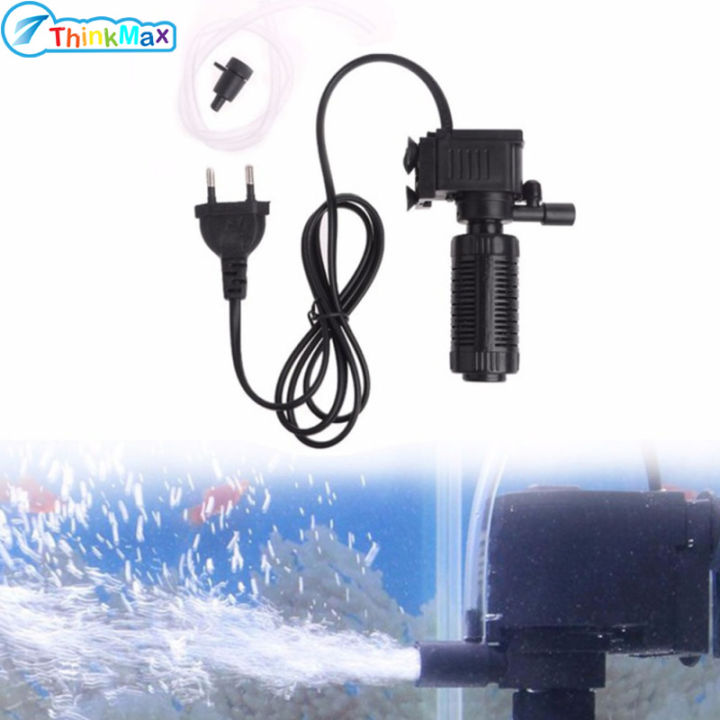 3 in 1 Mute Filter for Aquarium Fish Bowl Oxygen Submersible Water ...