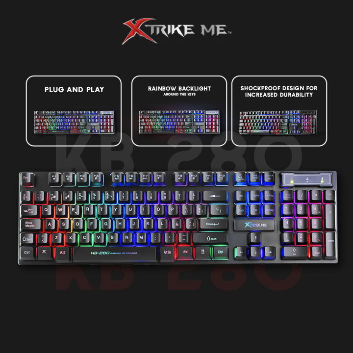 Xtrike Me Rainbow Membrane Gaming Keyboard KB-280 - Black | Lazada PH