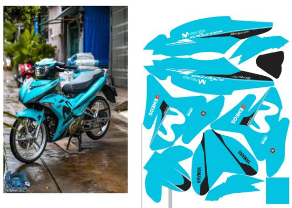 Tem trùm ex 150 movistar xanh ngọc, tem exciter 150, team trùm exciter ...