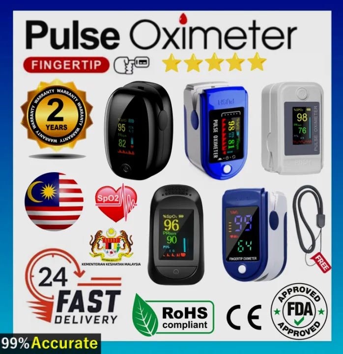 99% Accurate[2 Year Warranty] 100% Original Pulse Oximeter Fingertip Pulse Rate SpO2 Blood ...