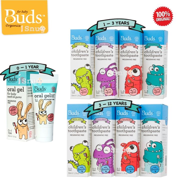Buds Children’s Toothpaste Kids - Baby Oral Gel 30ml Xylitol 50ml ...