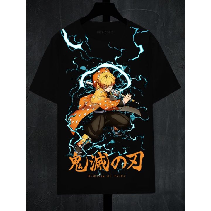 เสื้อยืด （พิมพ์ลาย） Zenisu (Demon Slayer) เสื้อยืดแขนสั้น S-5XL ...