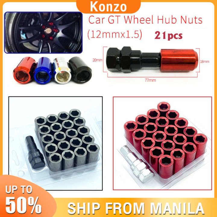 Car GT Wheel Hub Nuts (12mmx1.5) 20 Nuts+1 Hex Allen Key Lugnuts Wheel ...