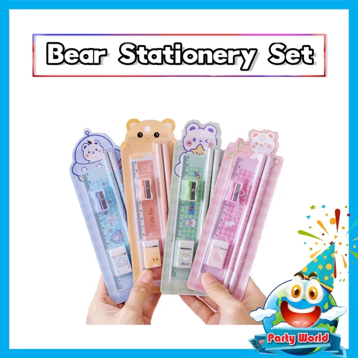 🎉Cute Bear 5 in 1 Stationery Set Children School Stationery Supplies ...