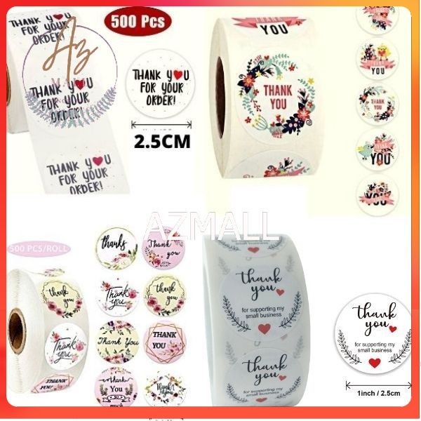 500pcs/roll Thank You Sticker / Seal Label / Sticker Terima Kasih/Food ...
