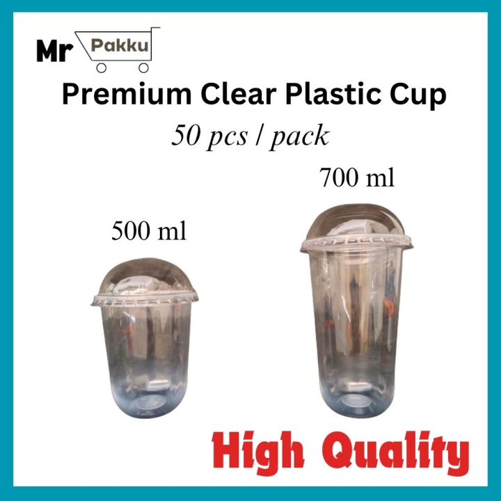 Harga Murah Premium Clear Plastic Cup 500ml/700ml (50pcs) /Lid/ Boba ...