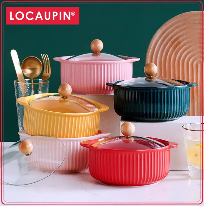 Locaupin 8/10inch Bake & Serve - Large Ceramic Soup Bowls With Handles ...
