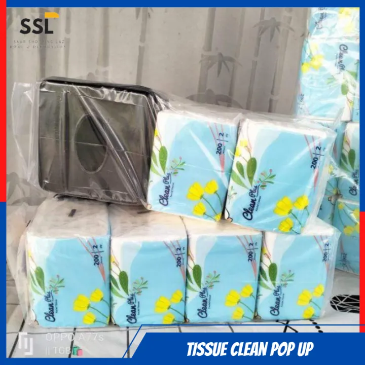 SST Paket Tisu clean 6pcs Free kotak Clean Plus Pop Up Tissue 200 ...