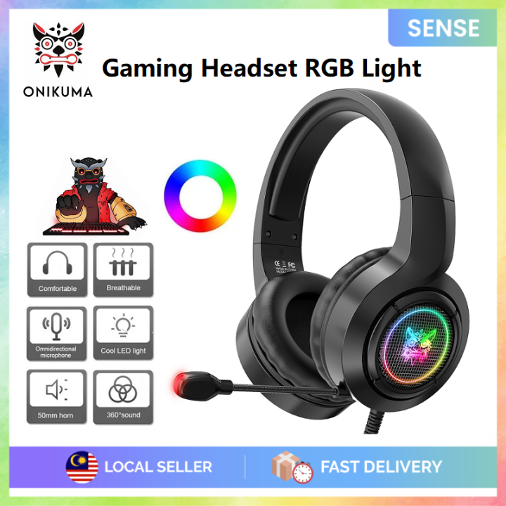SENSE ONIKUMA Gaming Headset RGB Light with Mic and Noise Cancellation ...