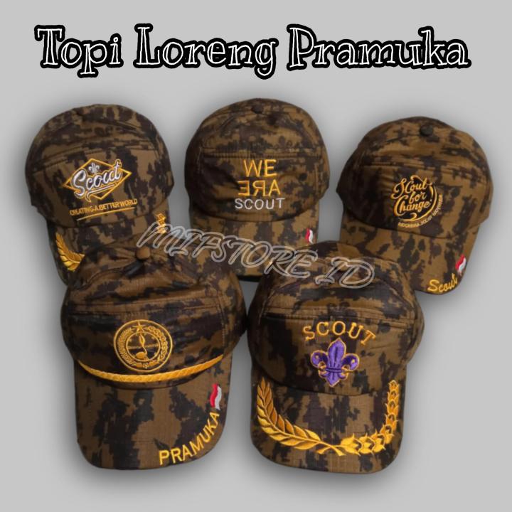 TOPI PRAMUKA Topi Loreng Pal Scout Tunas Logo Bordir Termurah | Lazada ...