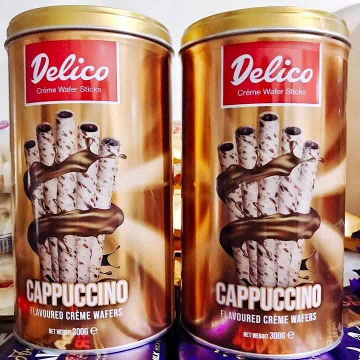 DELICO Cappuccino Flavored Creme Wafer 300g x 2 Canisters/Duo Pack ...