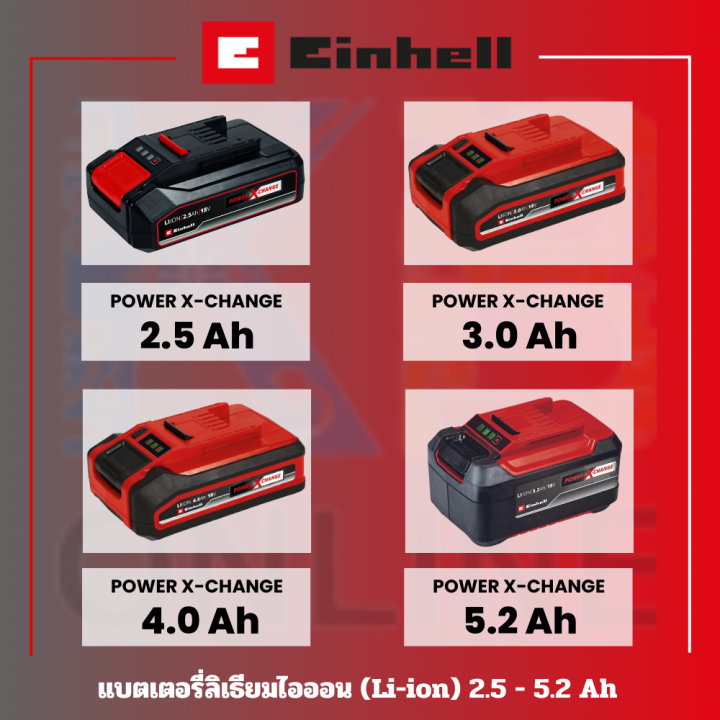 Einhell แท่นชาร์จ + แบตเตอรี่ลิเธียมไอออน 2.5 - 5.2 Ah Power X-Change ...