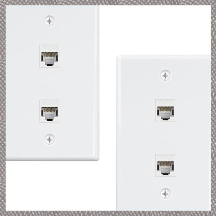 2 Port Ethernet Wall Plate, Cat6 Female to Female Wall Jack RJ45 Inline ...