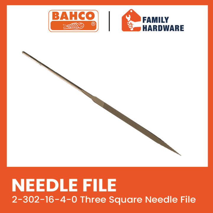 BAHCO 2-302-16-4-0 160mm Cut4 Three Square Needle File Kikir Halus Fail ...