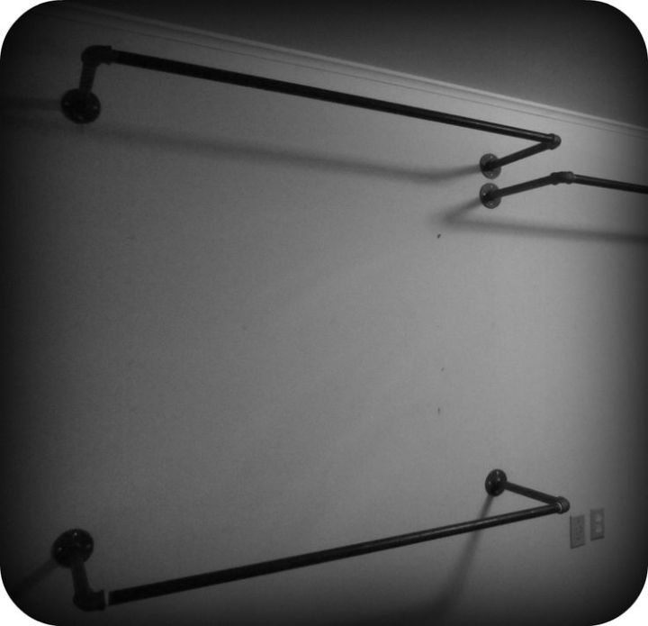 Industrial Loft Style Galvanized Iron Pipe Clothing Rack Wall Mounted ...
