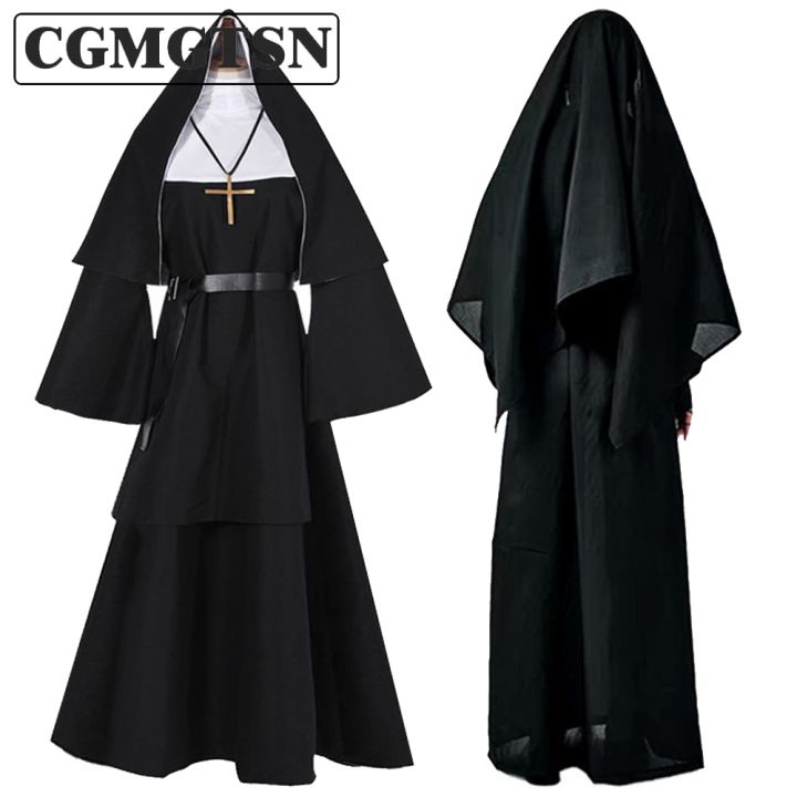 Catonna CGMGTSN Movie Nun Valak Costume Conjuring Long Dress Priest's ...