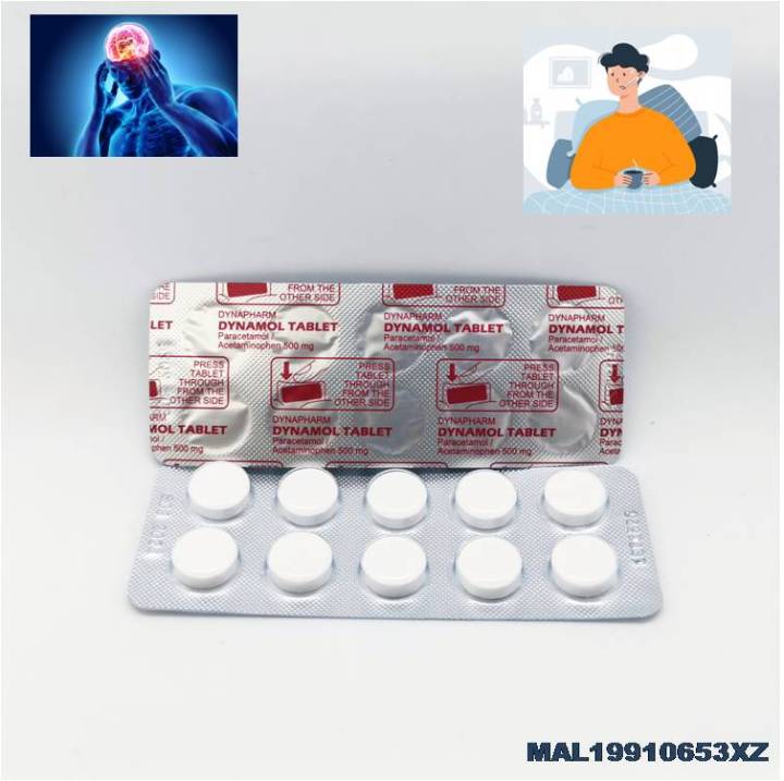 Dyna Dynamol Tablet - Paracetamol 500mg (10 Tablets) Melagakan deman ...
