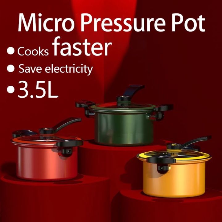 Micro Pressure Cooker Stewed Soup Pot Wok Non-Stick Pot 3.5L Pressure ...