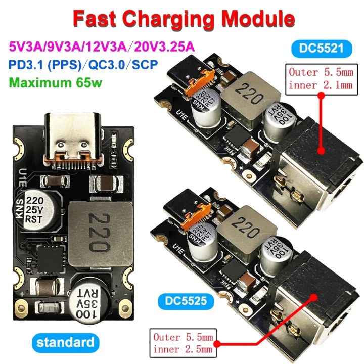 65W 8~30V DC to USB Type C PD 3.1 QC3 Fast Charge Step-Down Power ...