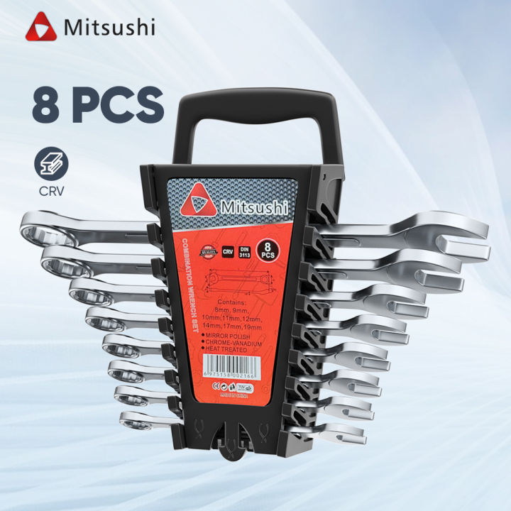 Mitsushi 8pcs Chromium Vanadium Combination Spanner Wrench Set 8-19mm ...