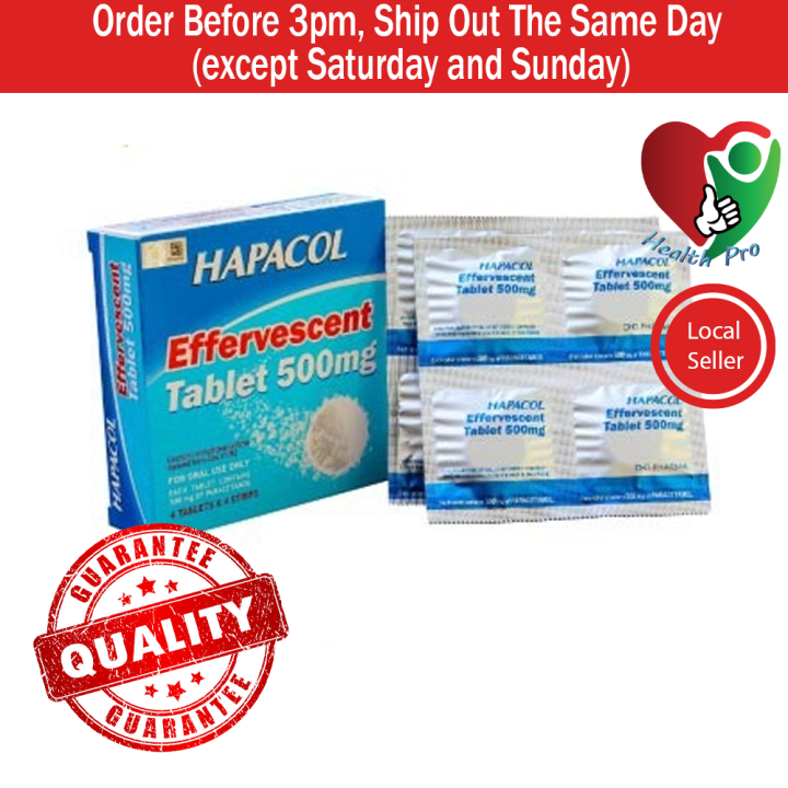 HAPACOL EFFERVESCENT TABLET 500MG 4 TABLET X 4 STRIPS exp date 2/2023 ...