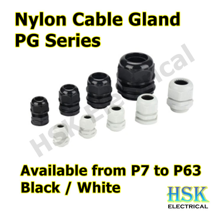 PG Series Nylon Cable Gland White / Black PG-7 PG-11 PG-13.5 PG-16 PG ...