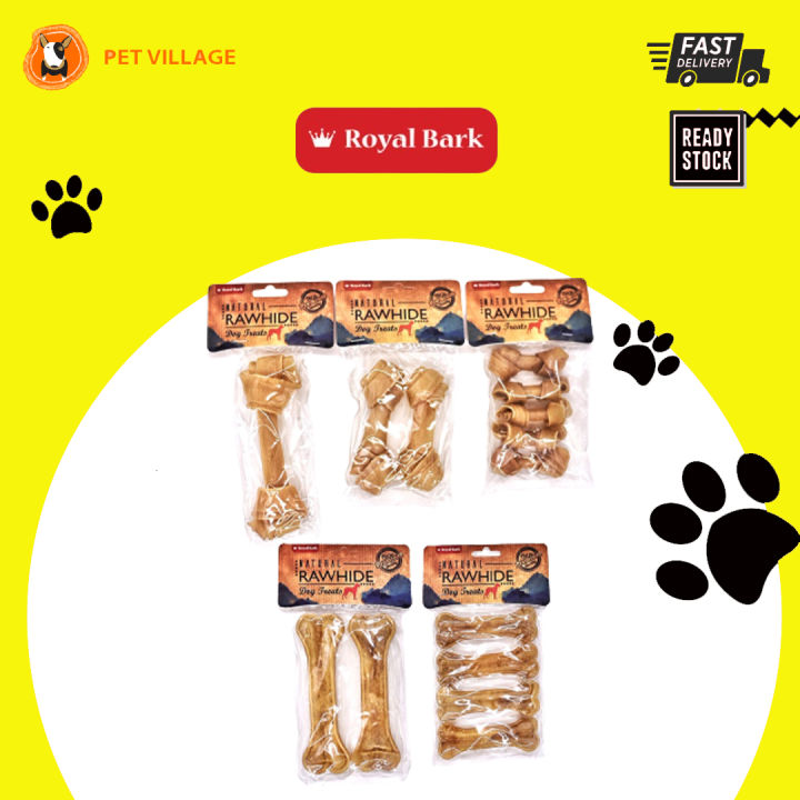 ROYAL BARK Natural Rawhide White Knot Bone/Pressed Bone/Sticks Chewing ...