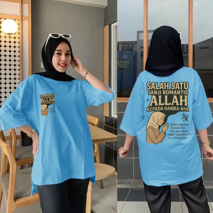 Atasan Wanita Model Oversize Lengan 7/8 Gambar Depan Belakang Motif ...