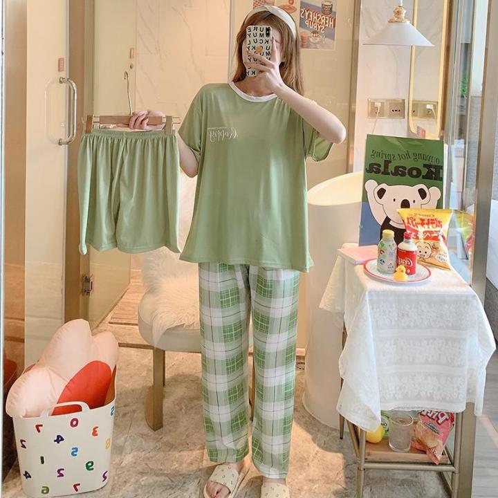 AJW Shop Piyama 3 in 1 | Piyama Lengan Pendek | Baju Tidur Impor | Baju ...