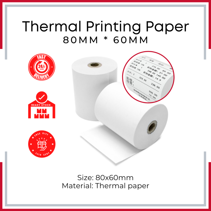 Thermal Printing Paper Pos Printer Paper Thermal Paper Roll 80mm x 60mm ...