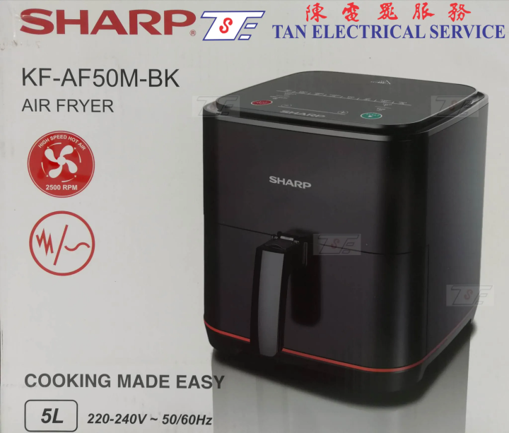 SHARP KFAF50MBK 5.0L Air Fryer with Touch Control, hyperboloid surround ...