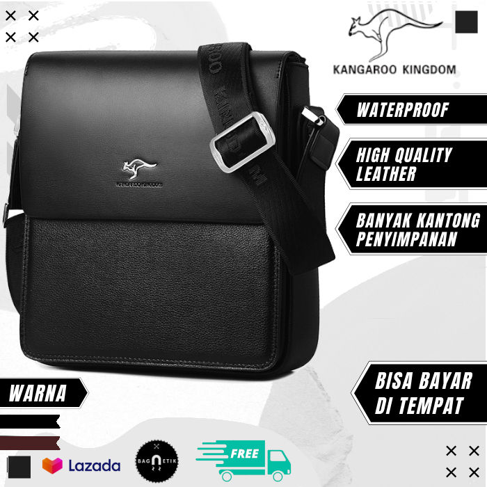 Tas selempang pria kulit sapi mix kangaroo kingdom import premium anti ...