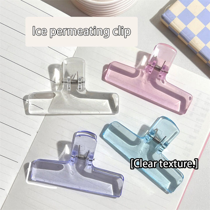Hourser 4Pcs Transparent Paper Clip Acrylic Clear Binder Clip Double ...