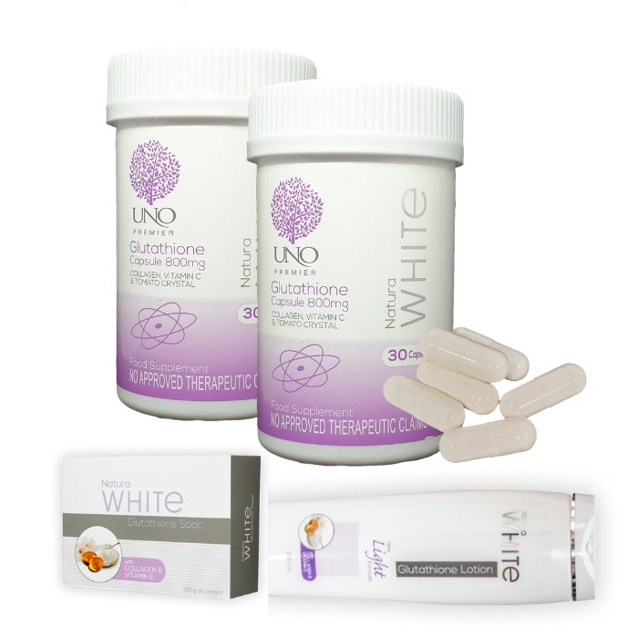 UNO Glutathione Capsule Set of 2 w/ Free Glutathione Lotion & Soap ...
