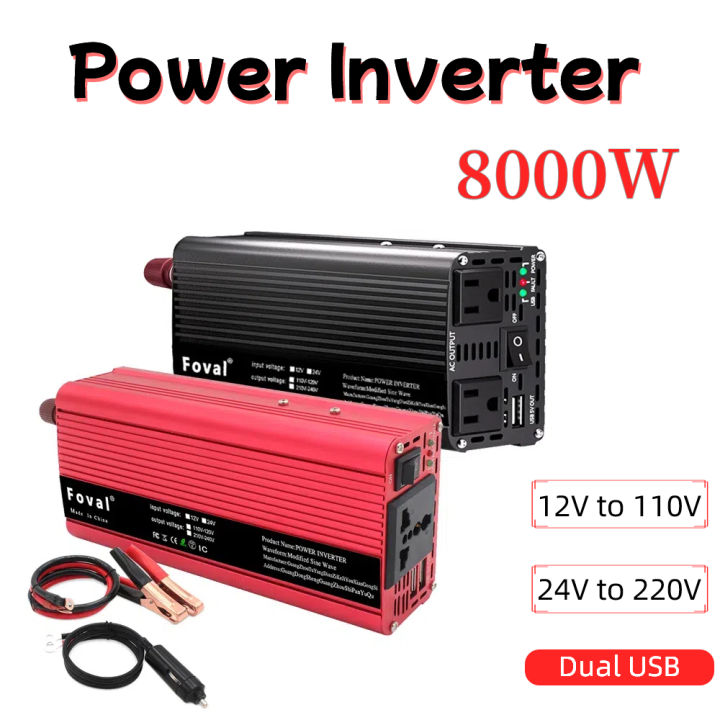 Foval 8000W mudah alih Inverter 12V/24V ke 110V dc ke ac Converter ...