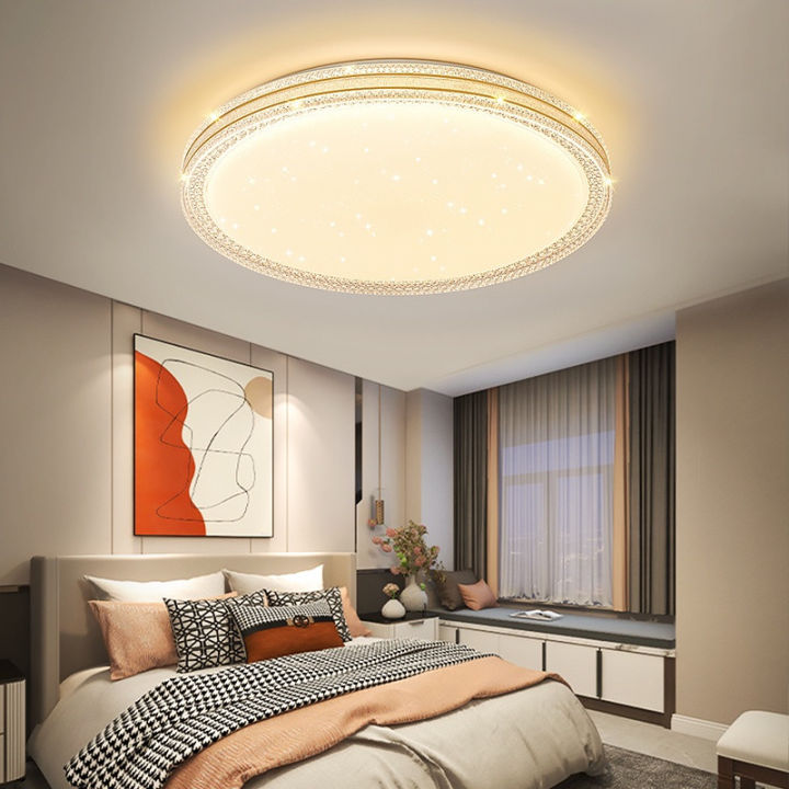 Nordic LED Lamp Ceiling Light 3-color Dim Remote Control Bedroom Light ...