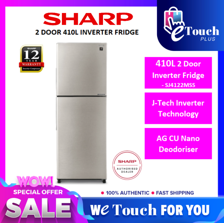 Local warranty New Sharp model (sj4122mss) 2 door 410L fridge inverter ...