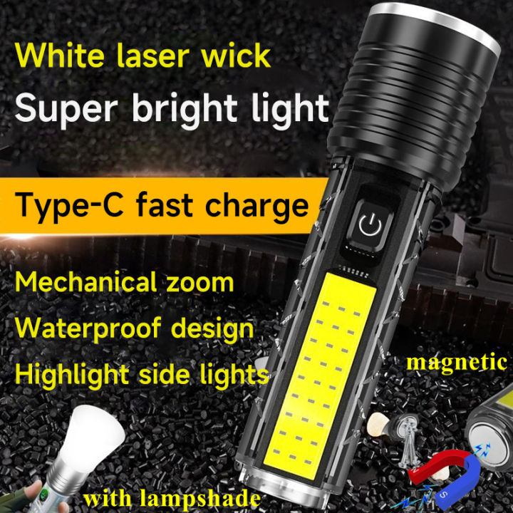 COB Flashlight Rechargeable Super Bright telescopic zoom magnetic ...