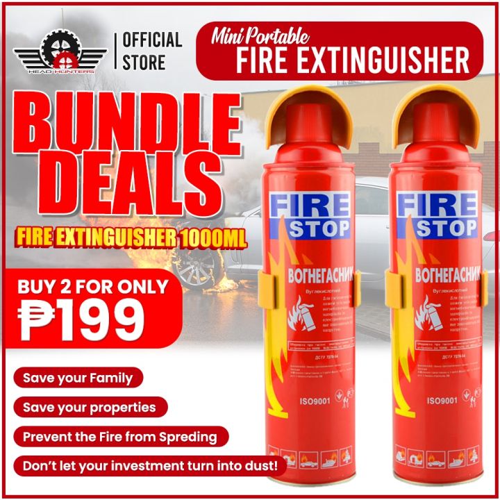 Head Hunters 1000ML Portable Emergency Car Fire Stop Fire Extinguisher ...