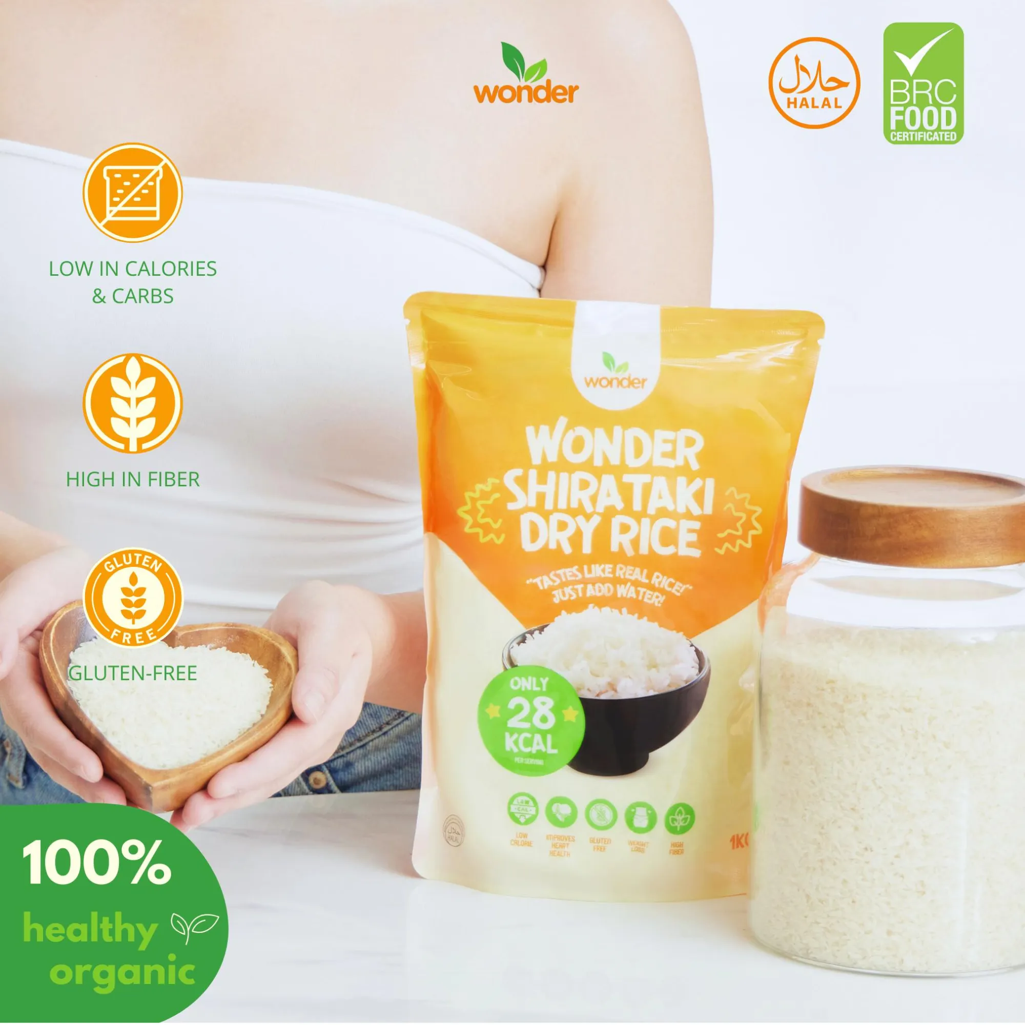 Wonder Health Dry Shirataki Rice Low Carb, High Fiber, Rice Alternative ...